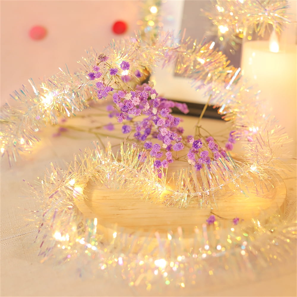 Christmas Tinsel Garland with light, 6.5FT 20 LED Metallic Hanging ...