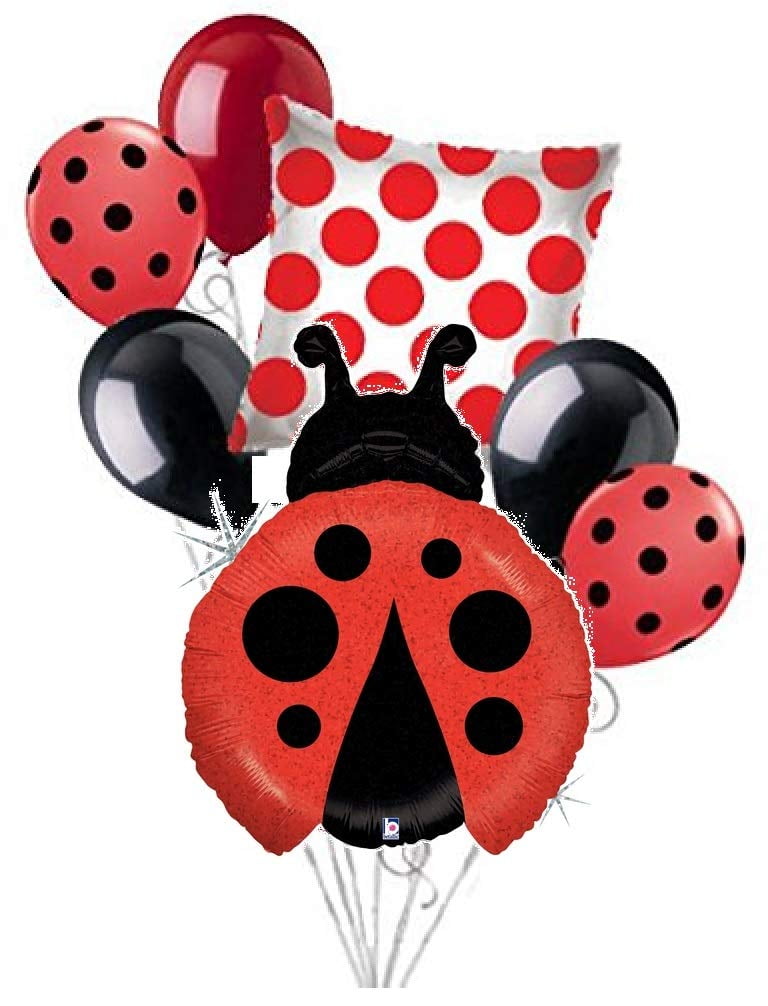 DalvayDelights RED 7 pc Little Lady Bug Balloon Bouquet Party ...