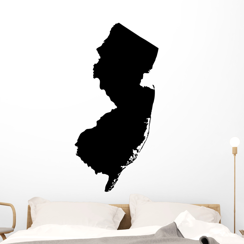 Map New Jersey Usa Wall Decal Sticker by Wallmonkeys Vinyl Peel and ...