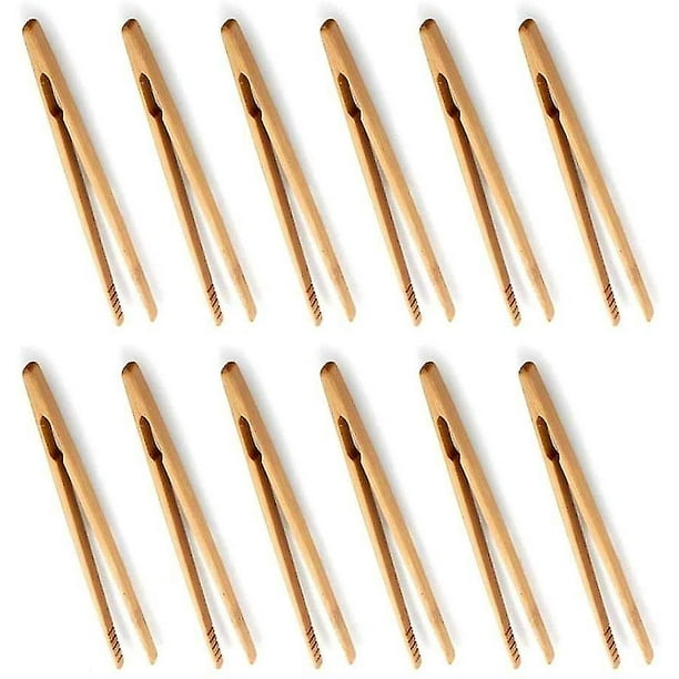 Kitchen Tongs For Cooking Tea, 12 Pieces Bamboo Kitchen Tongs, Wooden ...