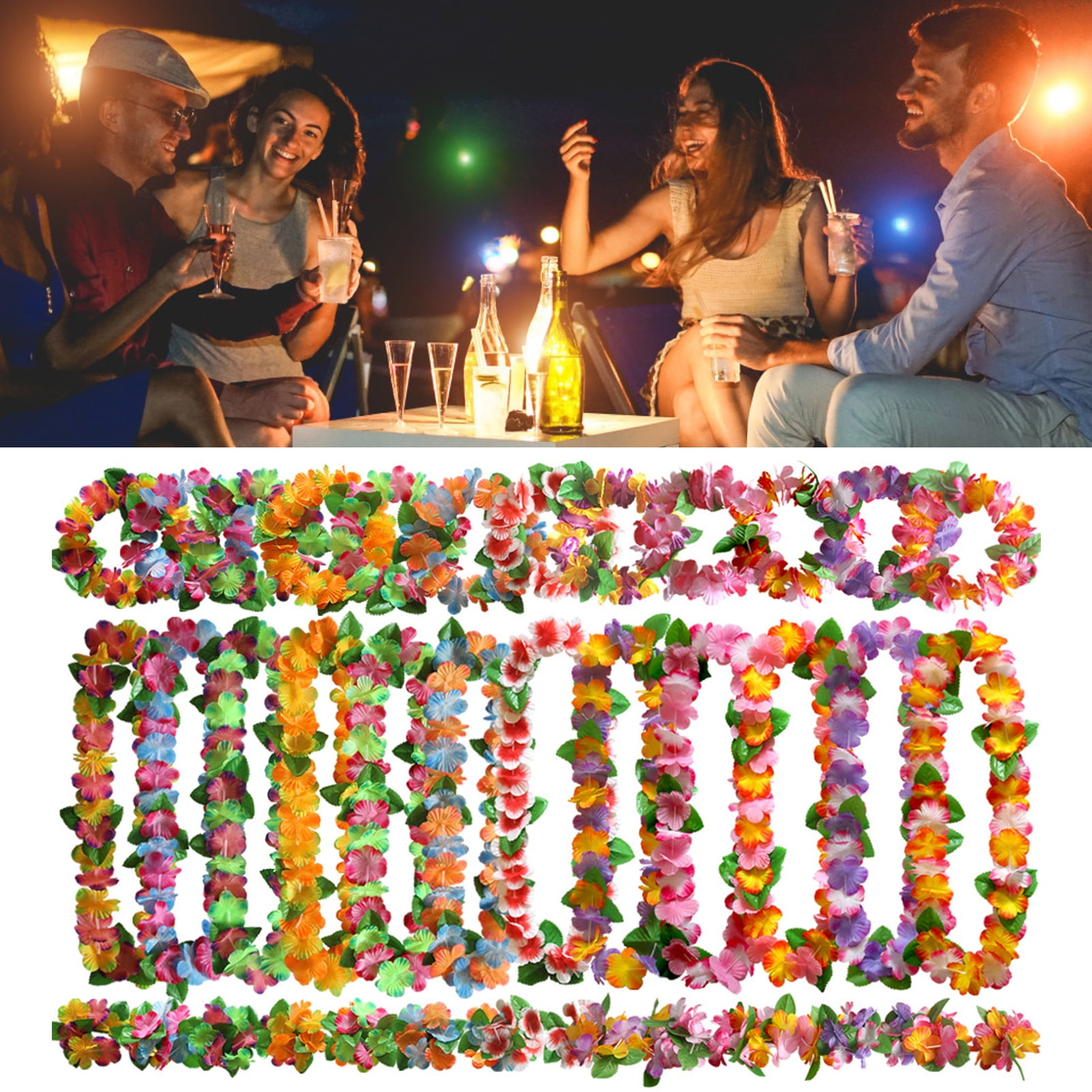 Dream Lifestyle 24/48 PCS Hawaiian Leis Set, Colorful Hula Dance ...