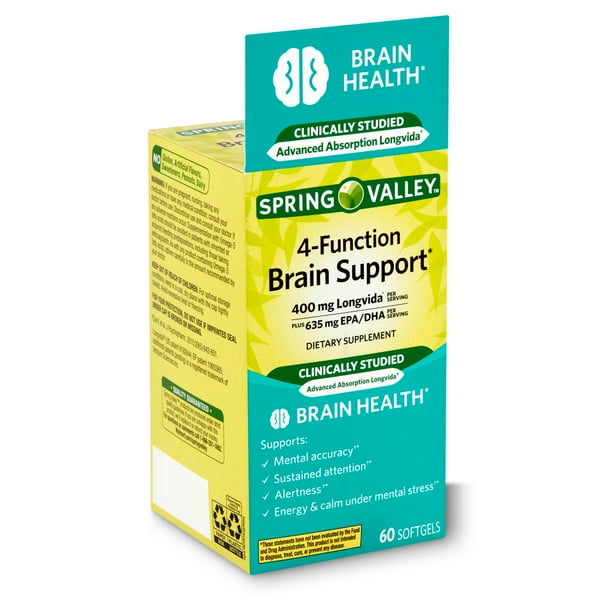 Spring Valley 4-Function Brain Support Dietary Supplement, 60 count ...