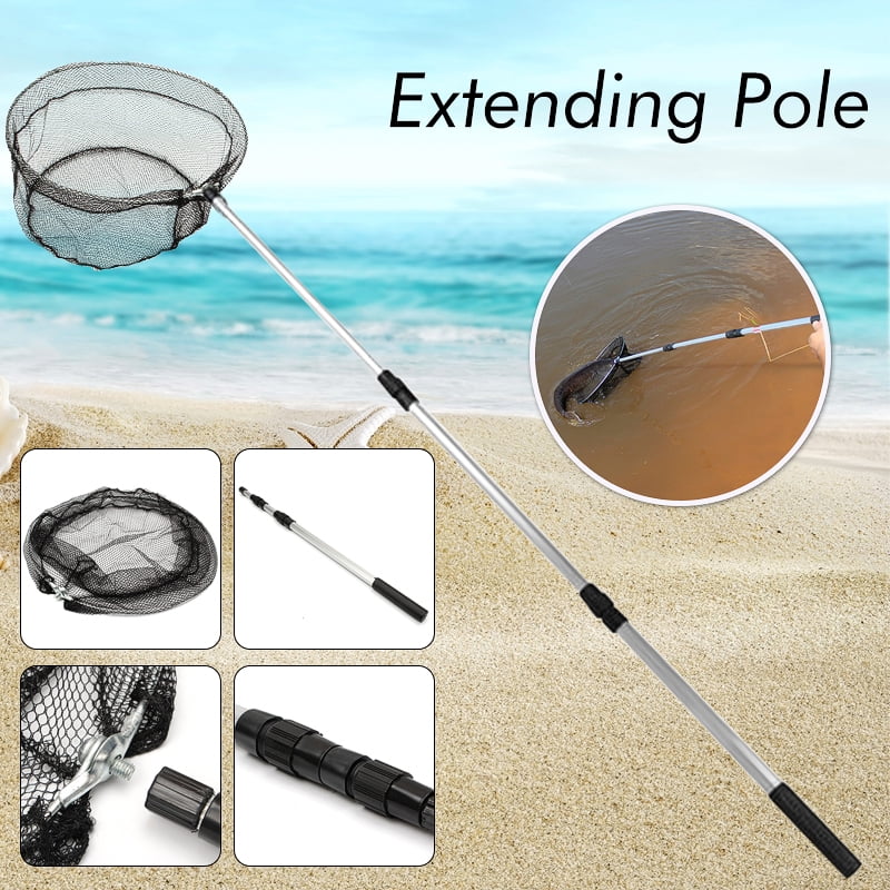 TELESCOPIC FOLDING FISHING LANDING NET EXTENDING TELE POLE MICRO MESH 3 ...