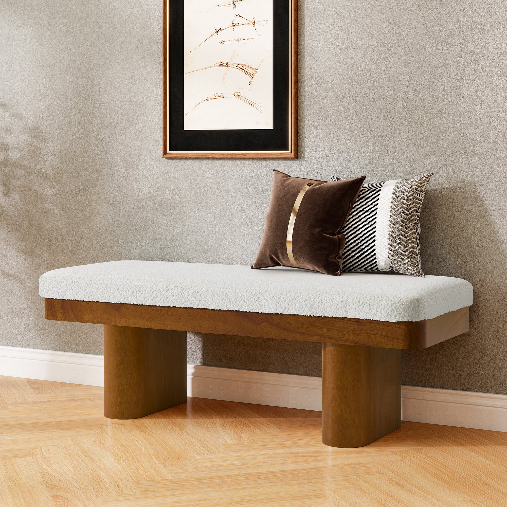 Click here for Modernluxe 47.5 Wood Bed Bench Ottoman end Of Bed... prices