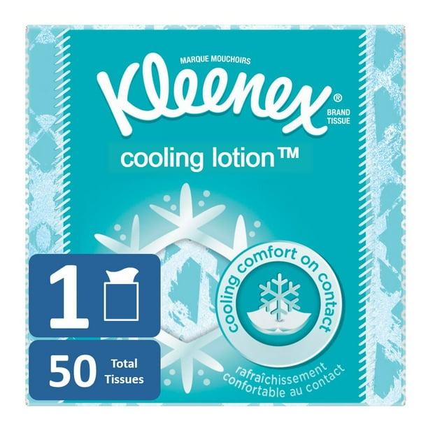 Kleenex Cooling Lotion Facial Tissues, 50 Tissues per Cube Box, 1 Pack ...