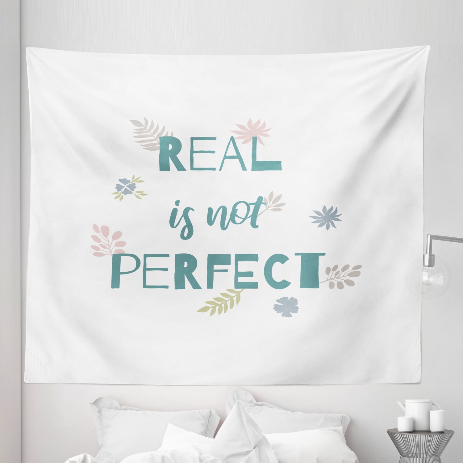 Quotes Tapestry, Minimalist Themed Typographic Style Real is not ...