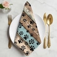 Brown Green Paw Print Cloth Napkins, Vintage Farmhouse Rustic Wooden ...