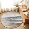 Abstract Ocean Beach Wave Area Rugs 5' (Round) Oil Painting Brown ...