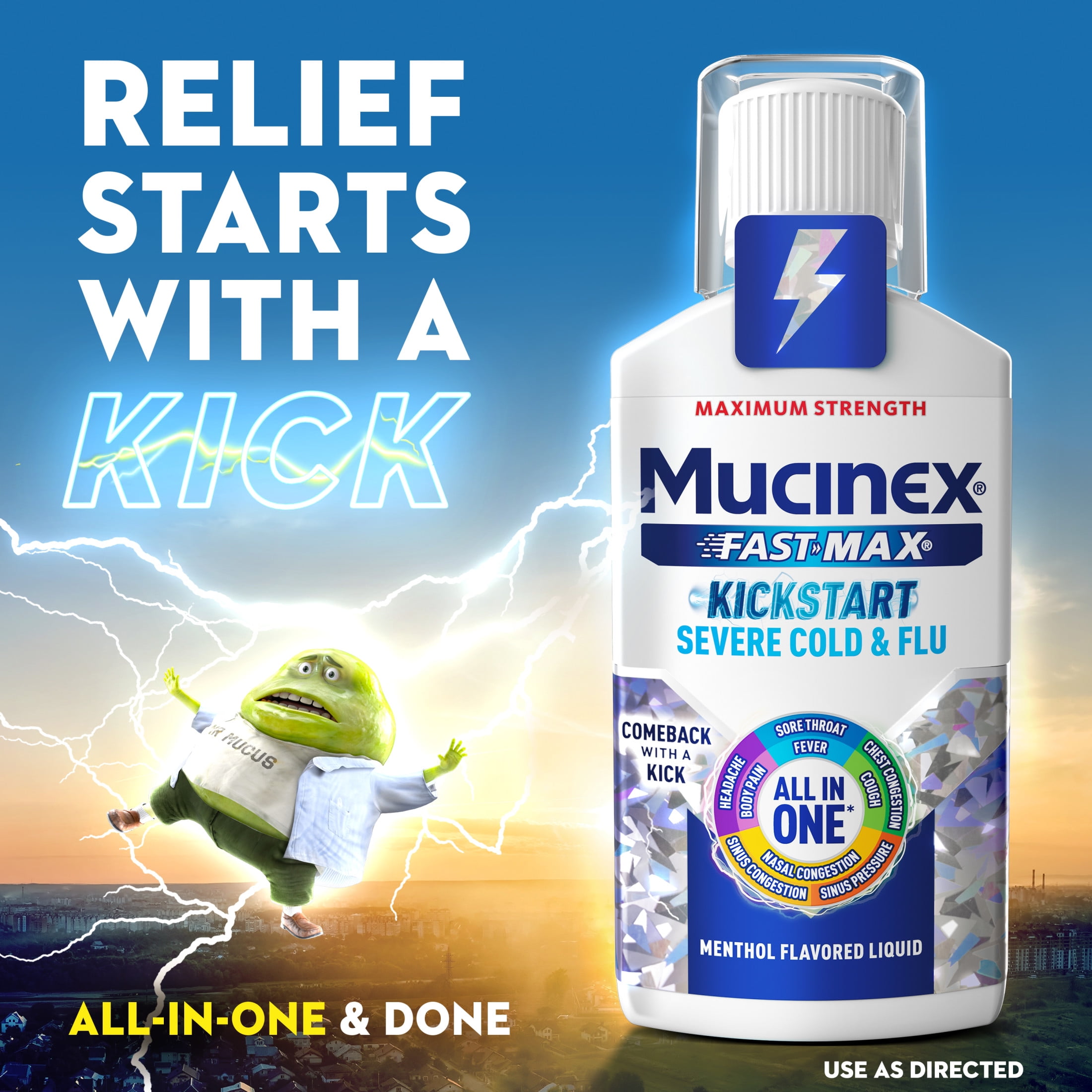 Mucinex Fast-Max Kickstart Severe Cold and Flu Medicine, OTC Cough ...