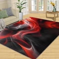 Black and Red Rugs for Living Room,Abstract Geometry Area Rugs, Wave ...