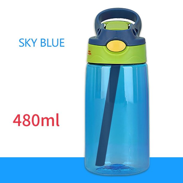 SMihono Kitchen Organizers and Storage 480ml Kids Water Bottle with Straw Lid And Handle Easy ...