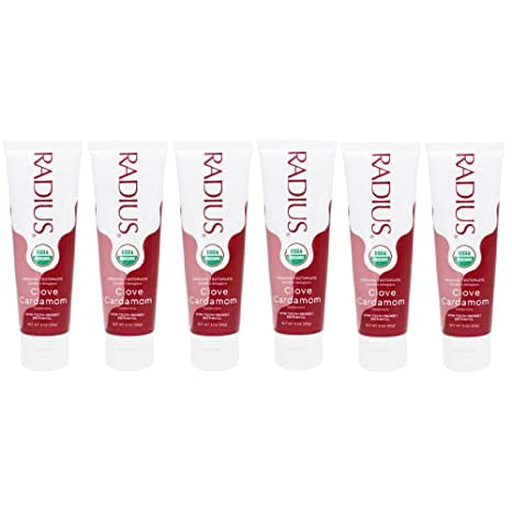 RADIUS USDA Organic Clove Cardamom Toothpaste 6 Count, 3oz , Non Toxic ...