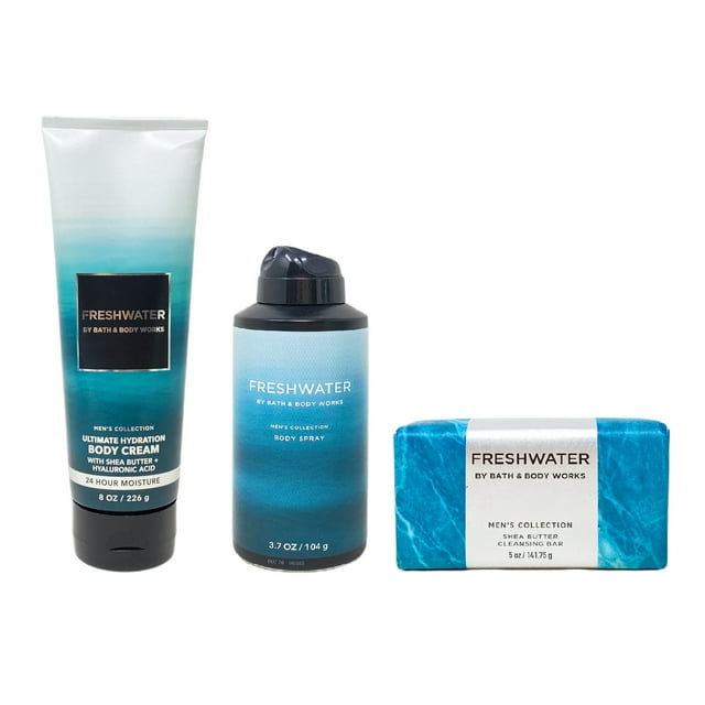 Bath and Body Works Men's Collection FRESHWATER 3 Piece Gift Set - Body ...