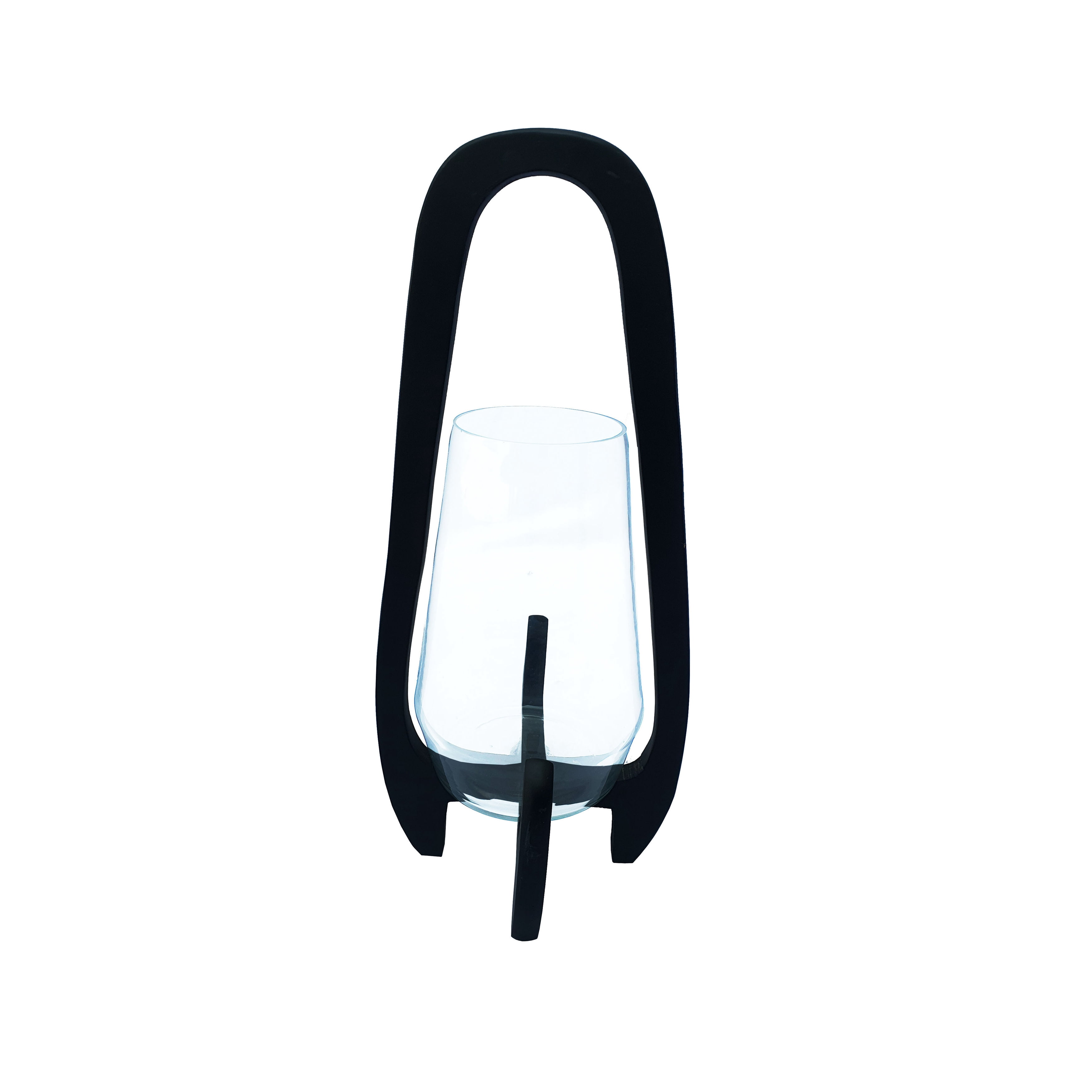 Sagebrook Home 18"H Glass Lantern With Wood Handle, Black - Walmart.com