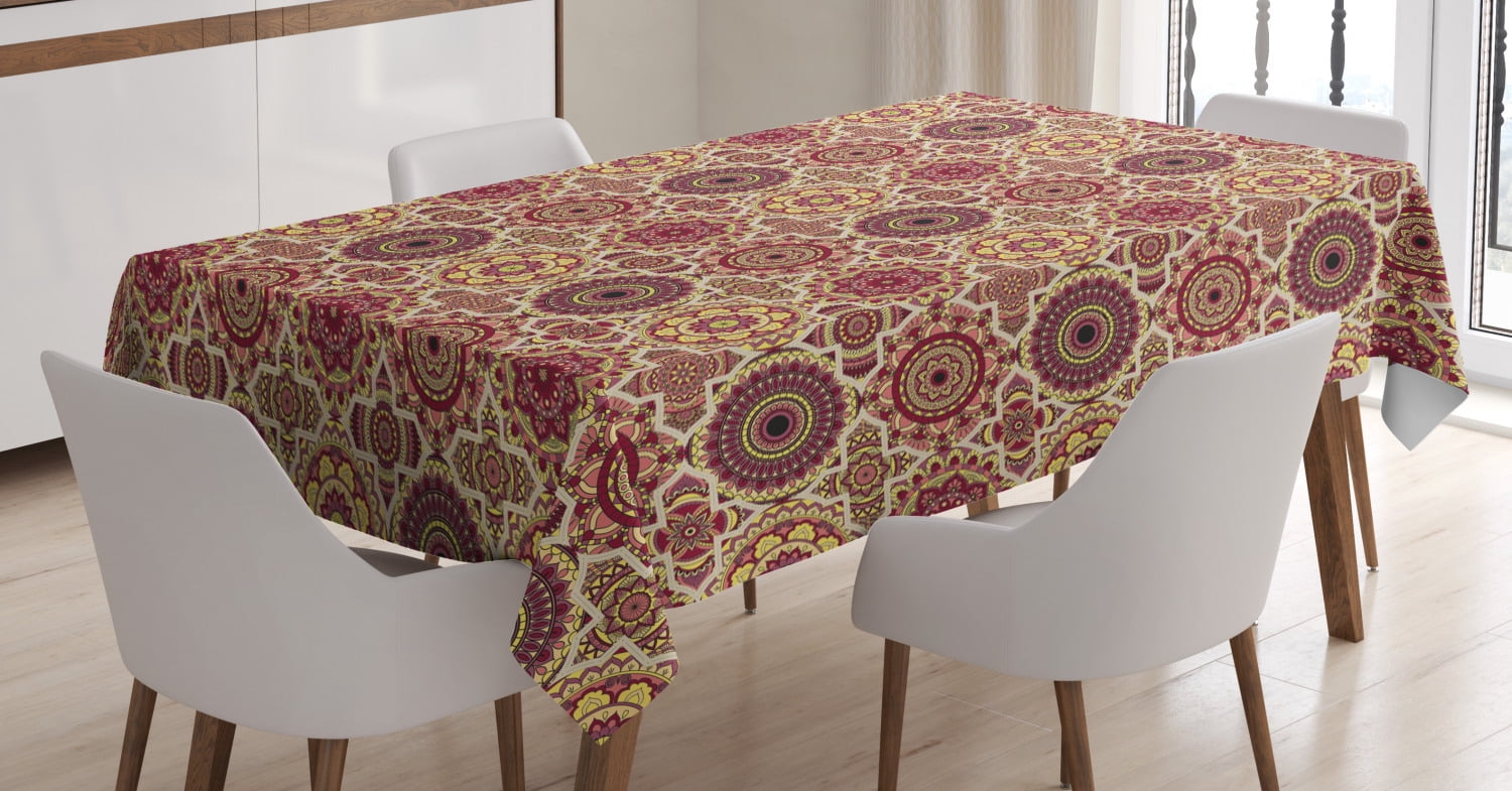 Moroccan Tablecloth, Artistic Patchwork Style Pattern with Old ...