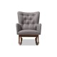 Baxton Studio Waldmann Fabric Wingback & Slat Back Rocking Chair, Grey ...