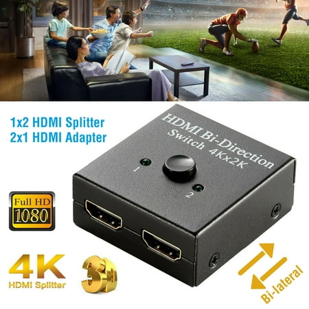 HDMI Splitter 4K HDMI Switch,2 x 1 or 1 x 2 HDMI Switcher Bidirectional ...