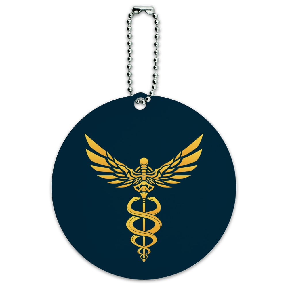 Caduceus Medical Symbol Doctor Nurse EMT Round Luggage ID Tag Card ...