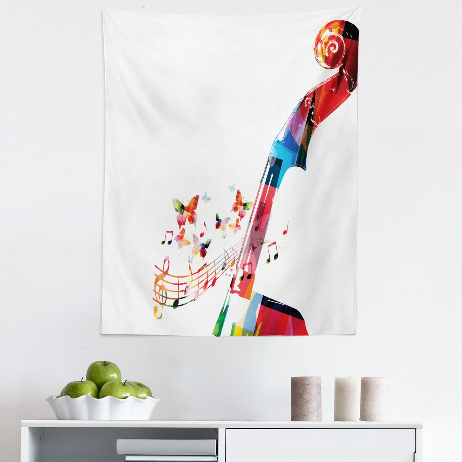 Cello Tapestry, Creative Abstract Cheerful Design of Pegbox with ...