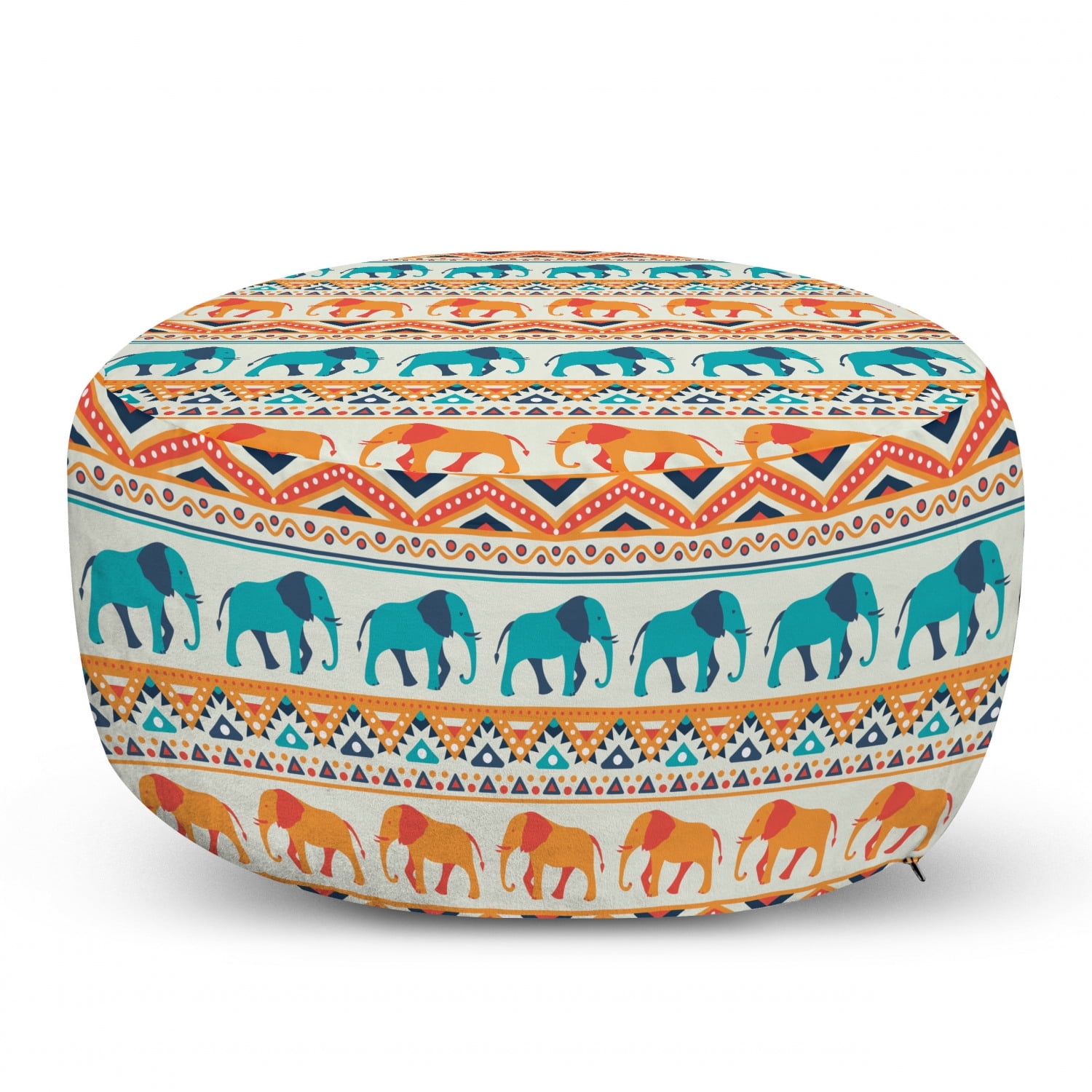 Ethnic Pouf Cover with Zipper, Colorful Native Composition with ...