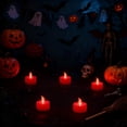 24 Pack Red Light Non-Flickering Flameless Tea Lights, Red Base, Last ...