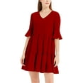 POSESHE Women Summer Tunic Dresses V Neck Casual Loose Flowy Swing ...