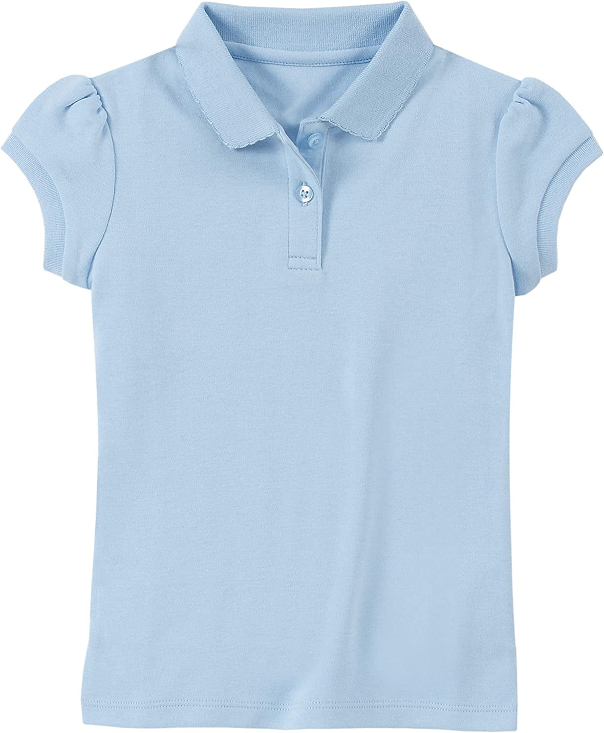IZOD LIGHT BLUE Girls' School Uniform Short Sleeve Interlock Polo, US ...