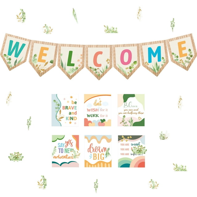 Eucalyptus Welcome Bulletin Board Set Boho Classroom Decoration Sign ...