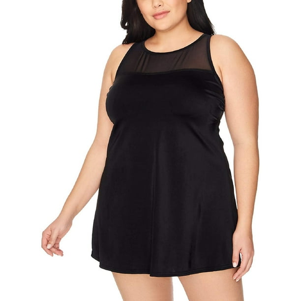 Swim Solutions Swim Solutions Plus Womens Mesh Trim Tummy Control