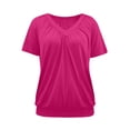 ClodeEU Women's V Neck Short Sleeve T-Shirt with Pleated ,Loose Fit ...