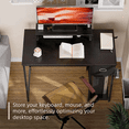 39 Inch Black Modern Computer Desk with Monitor Stand and Non-Woven ...
