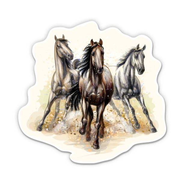 Wild Horses Running - 8" Vinyl Sticker - For Car Laptop I-Pad ...