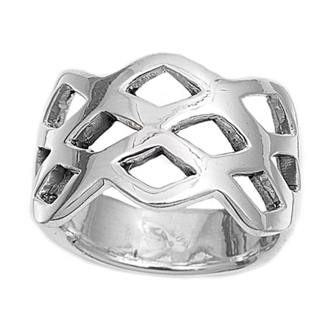 925 Sterling Silver Paragon Shape Patterns Fashion Ring Size 10 ...