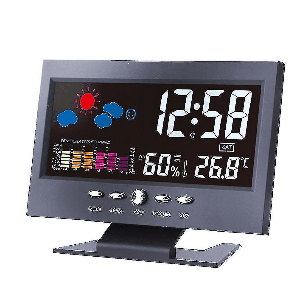 Desktop Led Weather Forecast Clock Home Digital Display Calendar Alarm ...
