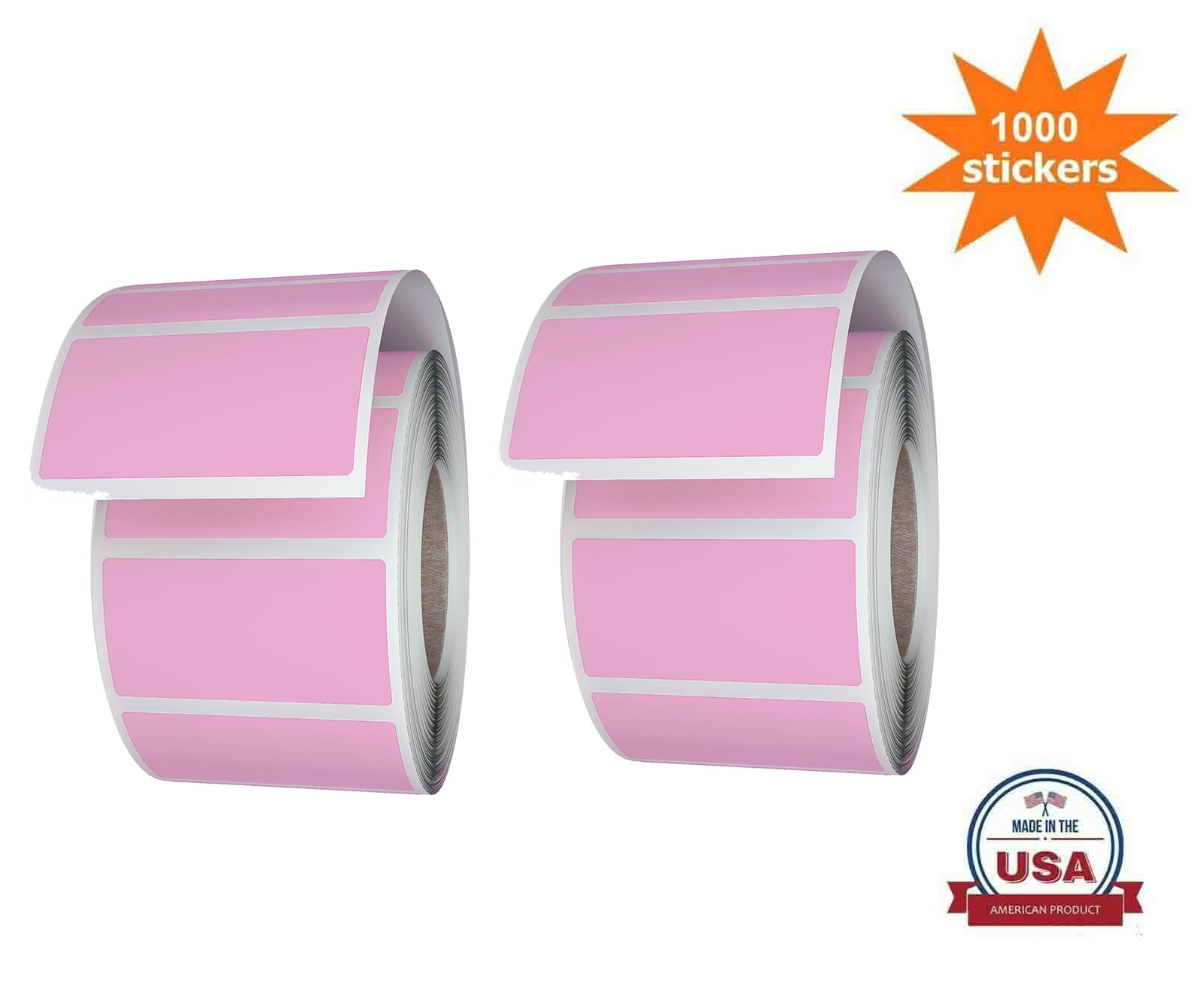 Royal Green Rectangle Label Sticker Rolls in Pastel Pink (40mm x 19mm ...