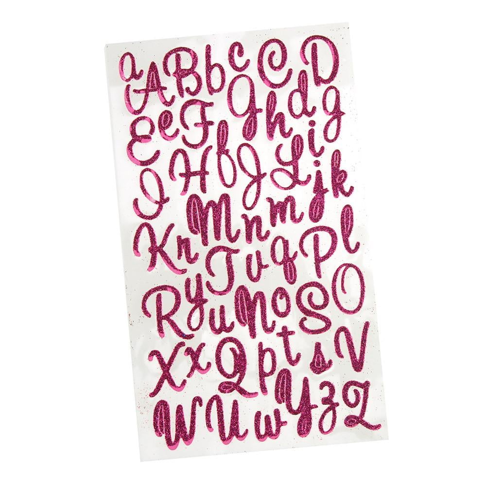 Glitter Cursive Alphabet Letter Stickers, 1-Inch, 50-count, Fuchsia ...