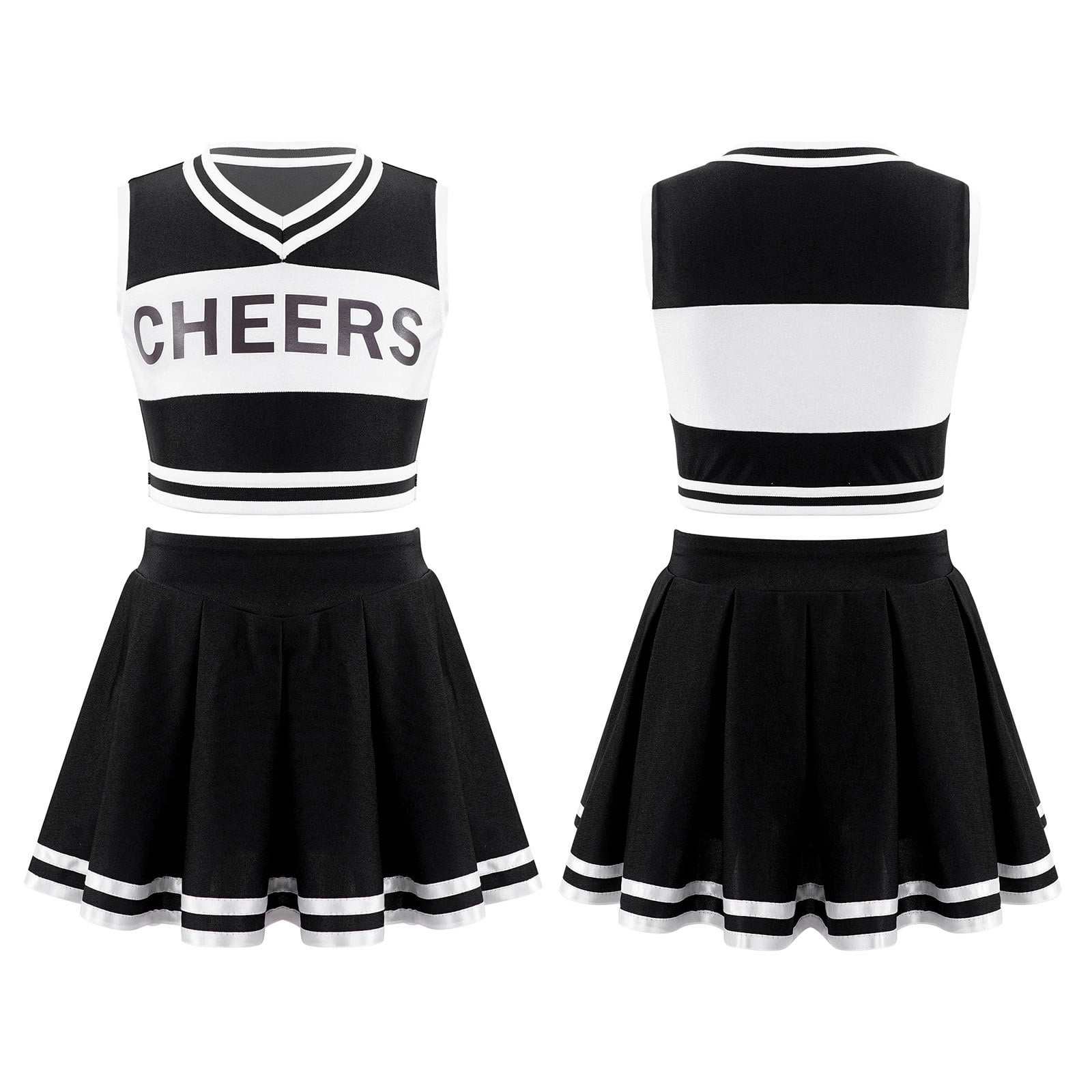 MSemis Kids Girls V Neck Cheerleading Dress High School Uniform ...