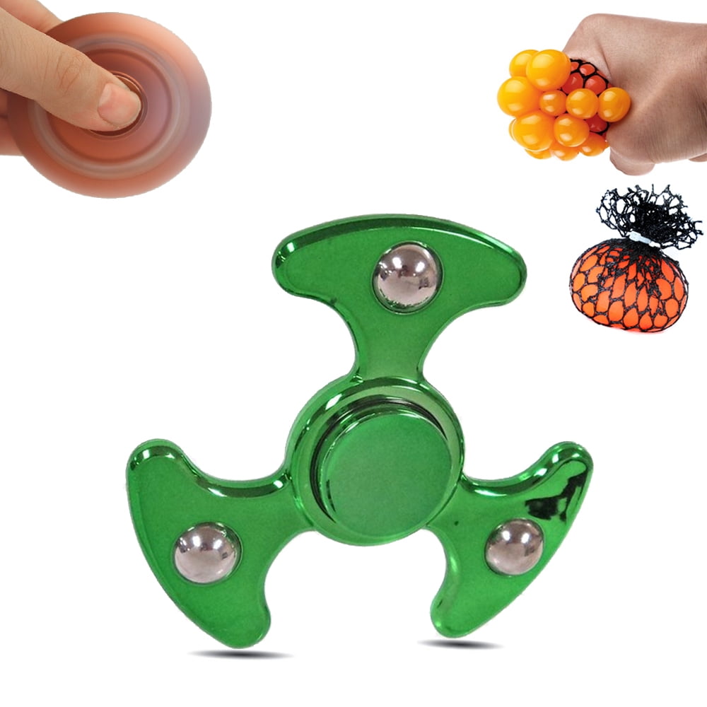 Metallic UFO Fidget Spinner with Mesh Ball Gold Silver Metallic Blue ...