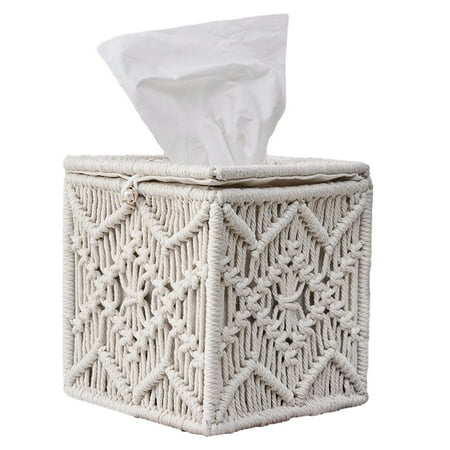 1 pcs Woven Tissue Box Cover Square Woven Macrame Tissue Holders for ...