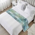 Blue Satin Texture Bed Runner Twin Size Retro Abstract Green Purple ...