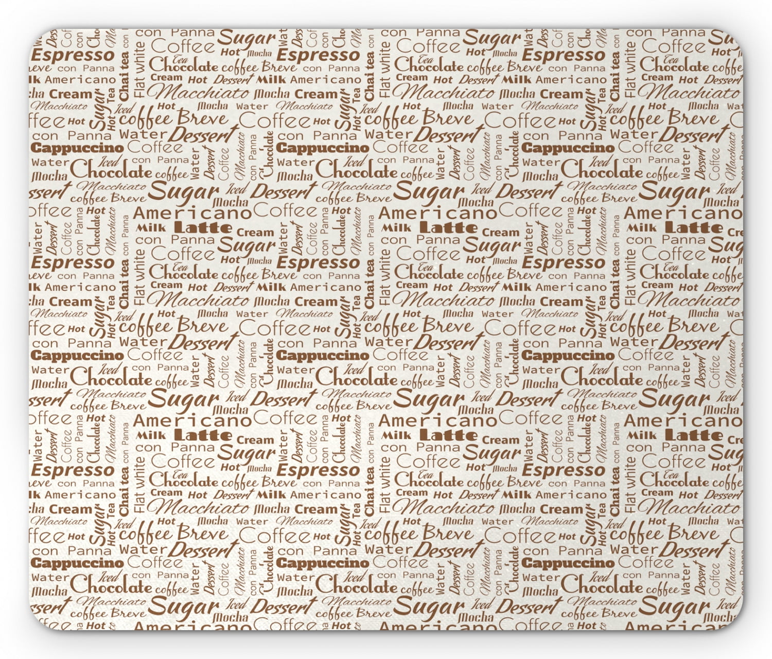 Modern Mouse Pad, Coffee Themed Words Macchiato Mocha Americano Breve ...
