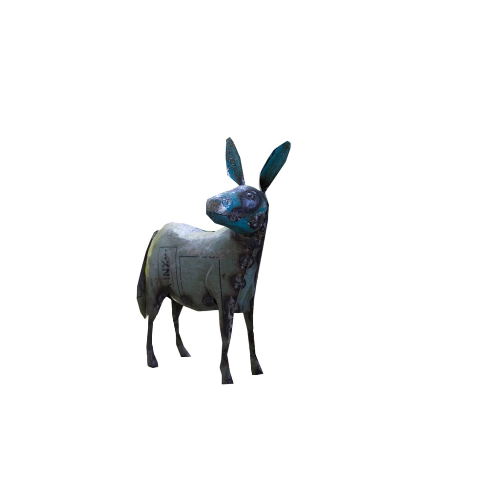 Kalalou 22" Reclaimed Metal Donkey Shaped Statue - Animal Garden Yard ...