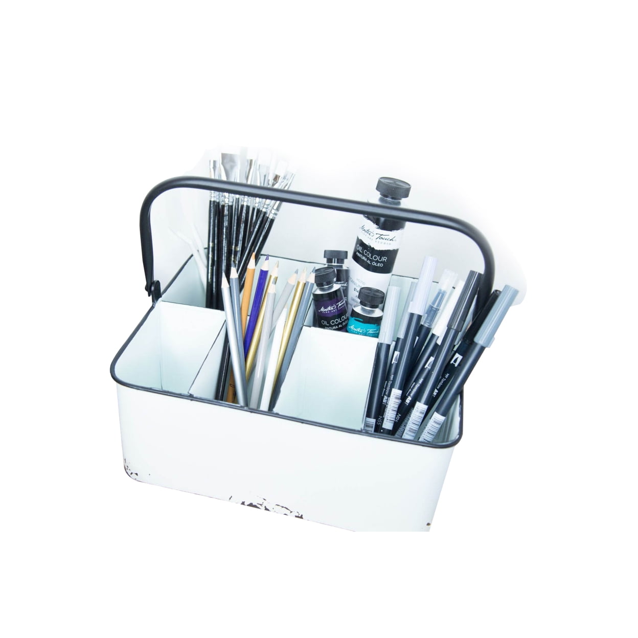 Metal Divided Storage Caddy Basket with Handle - Walmart.com