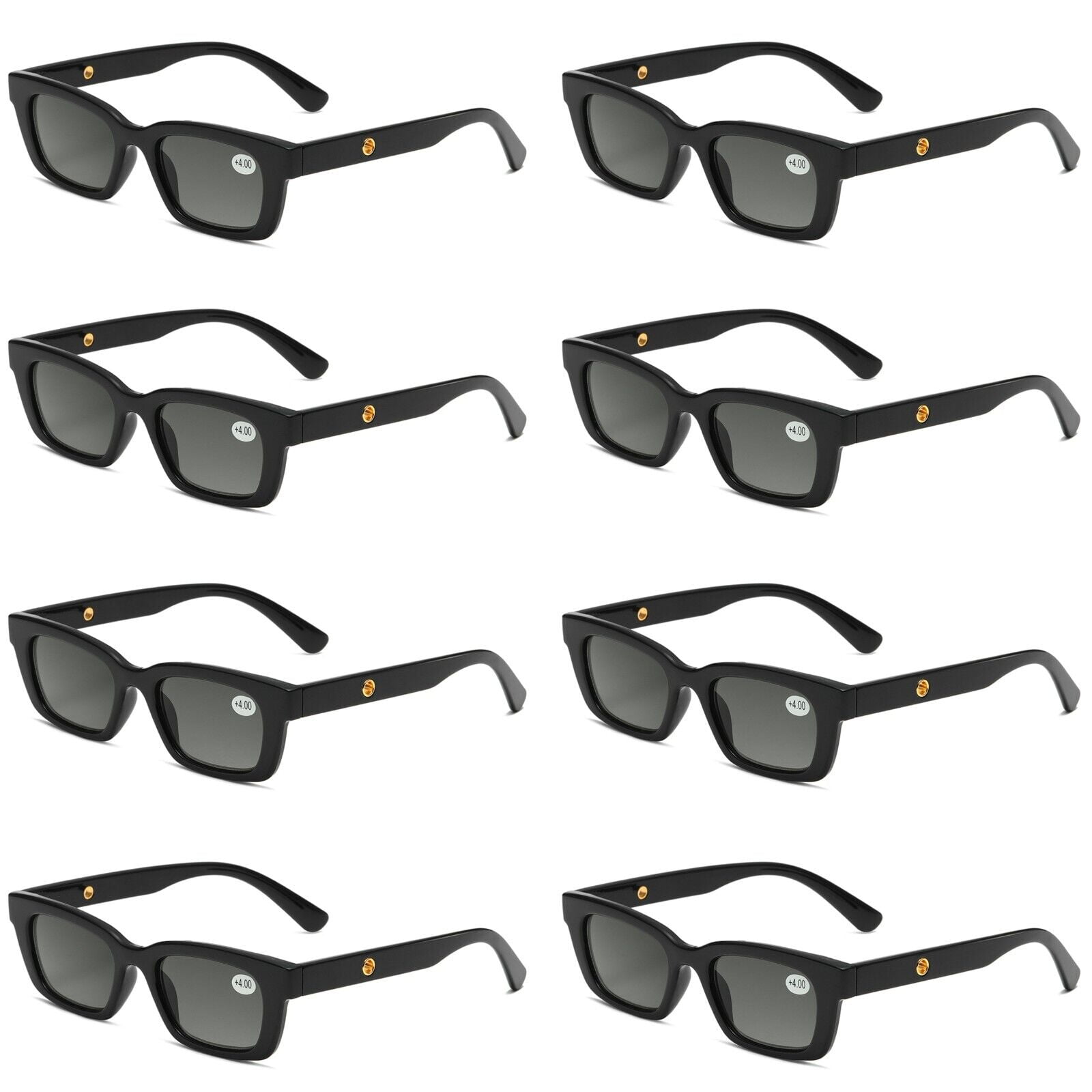 8 Pairs Mens Womens Reading Sunglasses Square Full Tinted Sun Readers ...