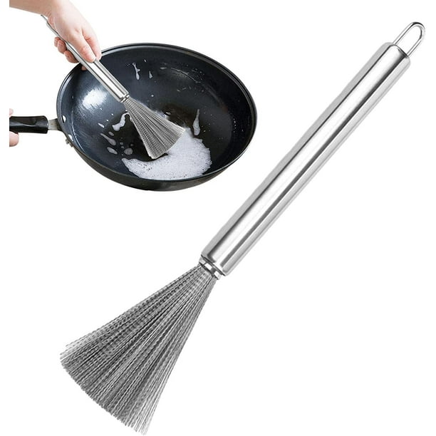 Yeacher Pot Scrub Brush, Stainless Steel Wire Pan Brushes, Flexible ...