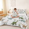 Aikeke Kawaii Dino Queen Bedding 7pcs, Geometric Stripes Bedding ...