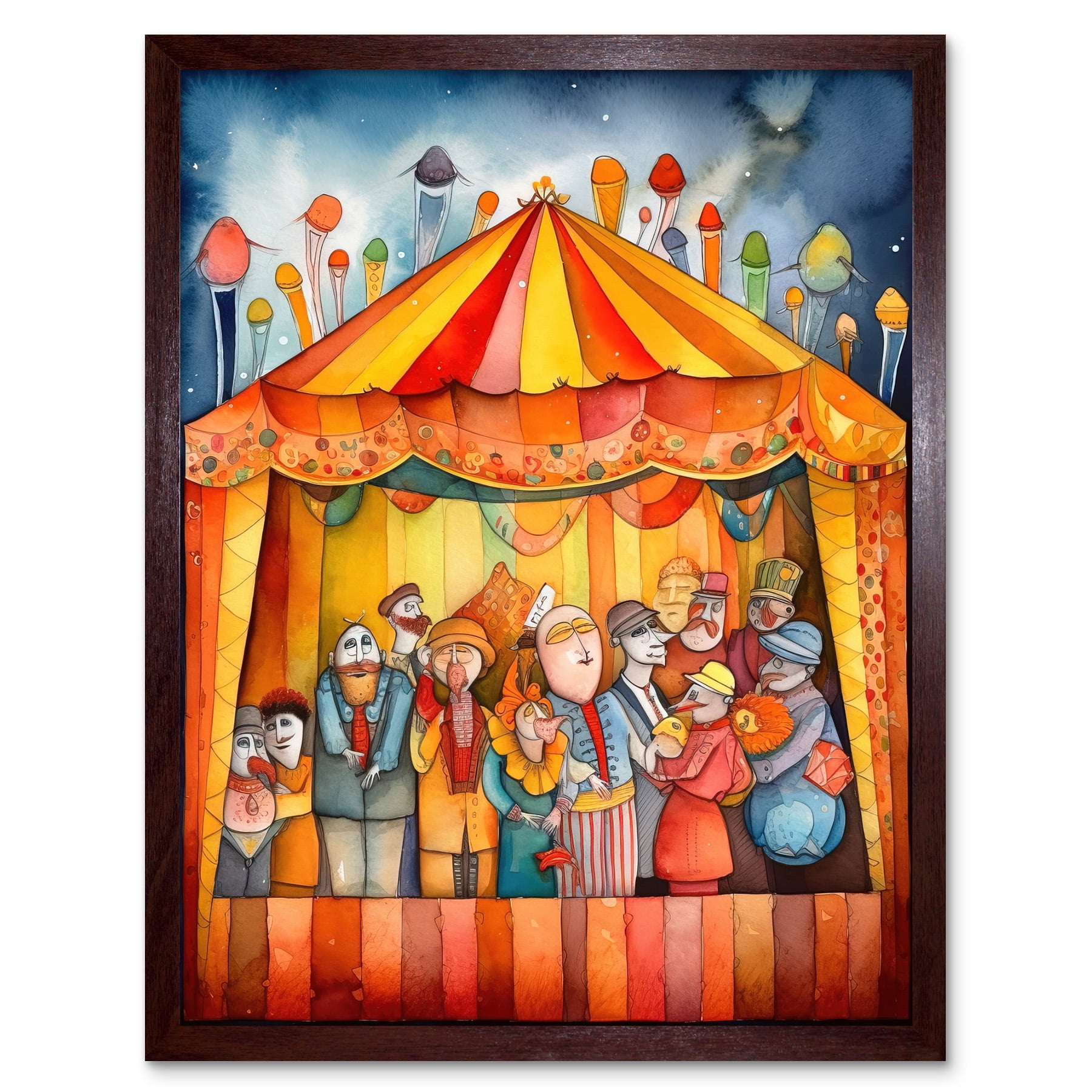 Puppet Theatre Stage End of Show Applause Modern Folk Art Watercolour ...
