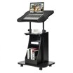 HOMCOM Office Mobile Workstation with Wheels, Adjustable Height Laptop ...