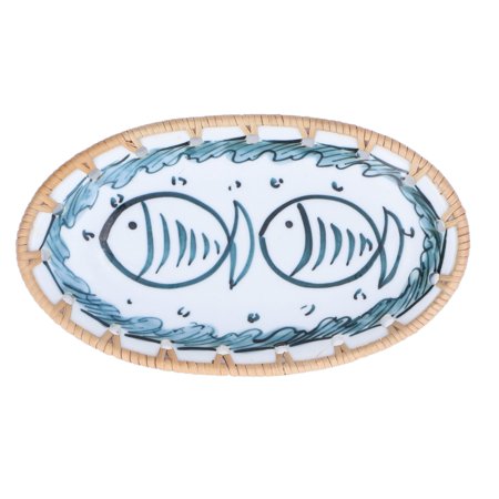 Woven Rattan Porcelain Plate, Woven Rattan Ceramic Plate Oval Beautiful ...