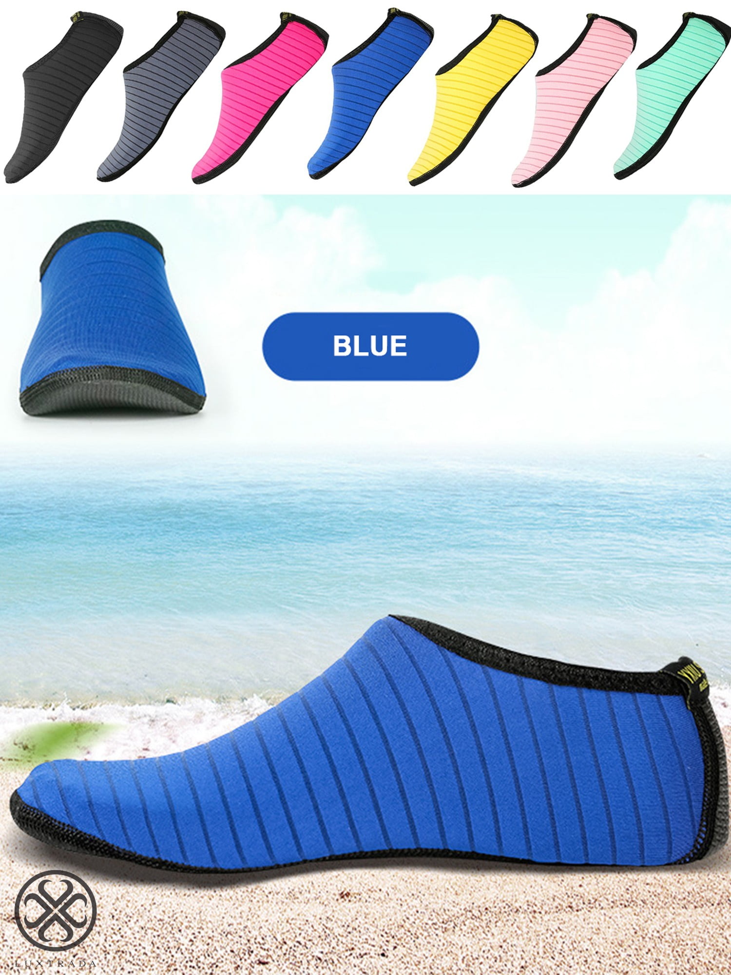 Luxtrada Womens and Mens Water Shoes Quick-Dry Aqua Strip Socks ...